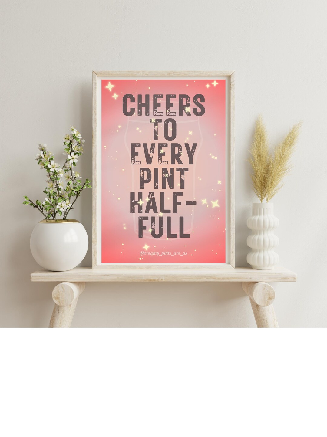 Cheers to Every Pint Half-full Poster: Festive Bar Art (digital ...