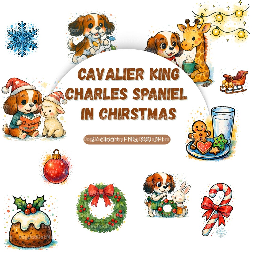 27 Watercolor Christmas Dogs Clipart Bundle - 300dpi PNG Digital ...