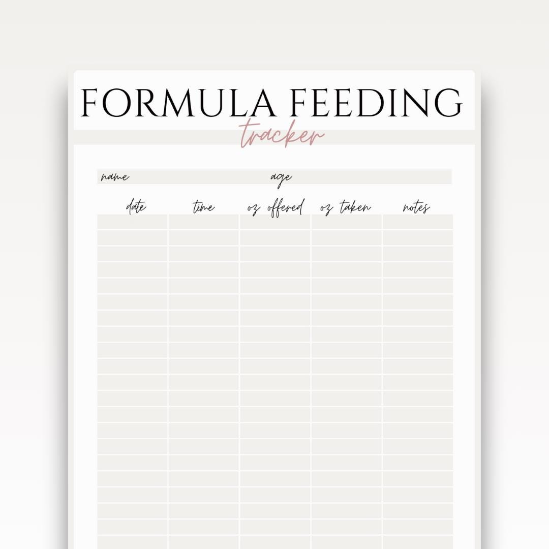 Formula Feeding Tracker Baby Bottle Feeding Schedule Tracking Sheet ...
