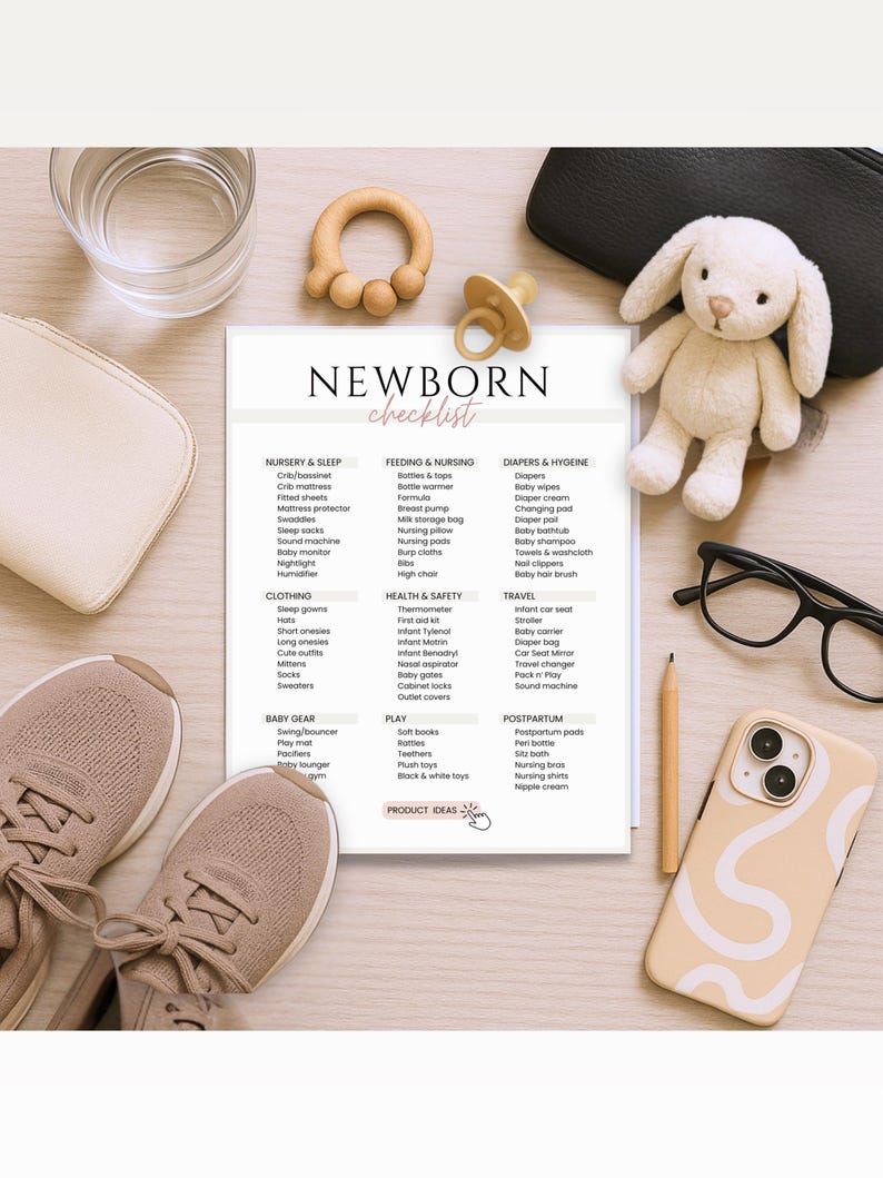Printable Newborn Checklist PDF Download Hospital Bag Maternity Tracker ...