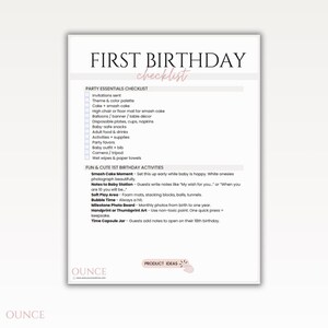 First Birthday Party Checklist With Timeline Themes Activities ...
