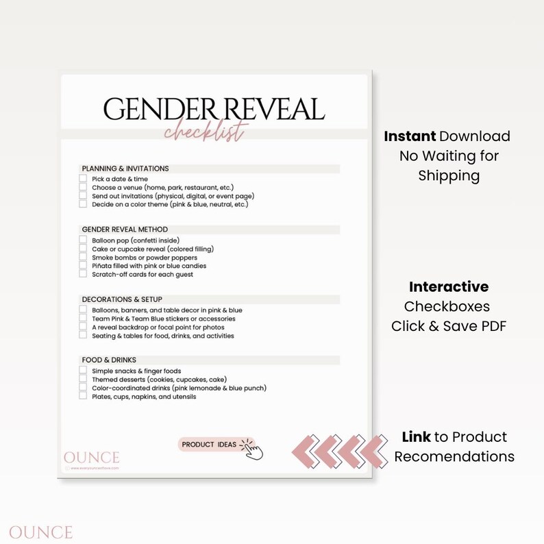 Gender Reveal Party Planning Guide for Expectant Parents Checklist PDF ...