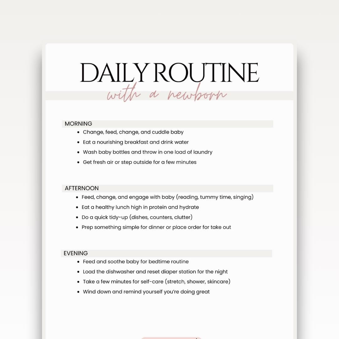 Daily Newborn Routine PDF Template for Infant Care Checklist New Mom ...