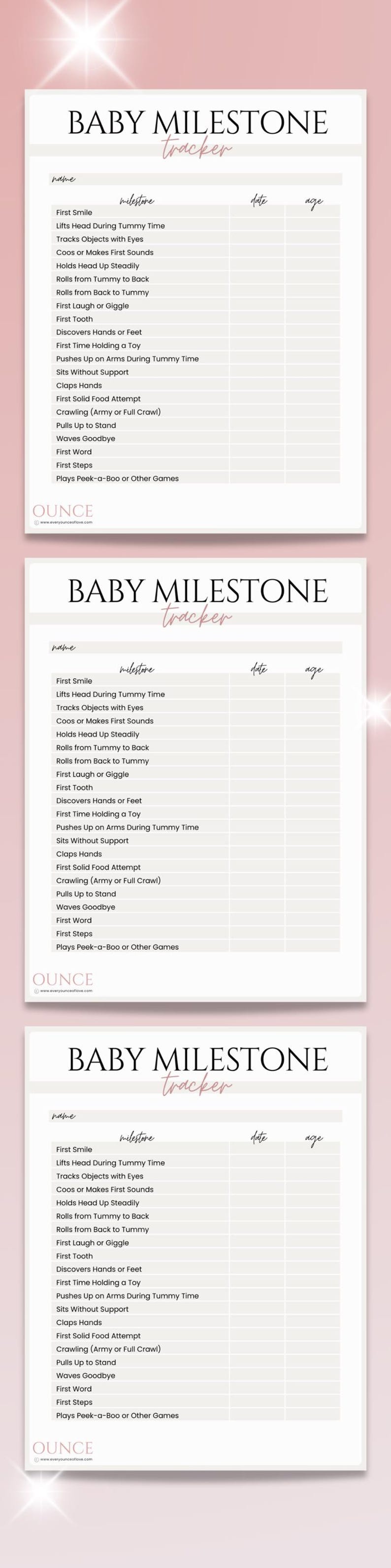 Baby Milestone Tracker Printable Download Digital Print Nursery Decor ...