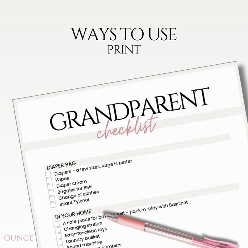 Grandparent Checklist Baby Care Guide First Time Grandma Gift Baby ...