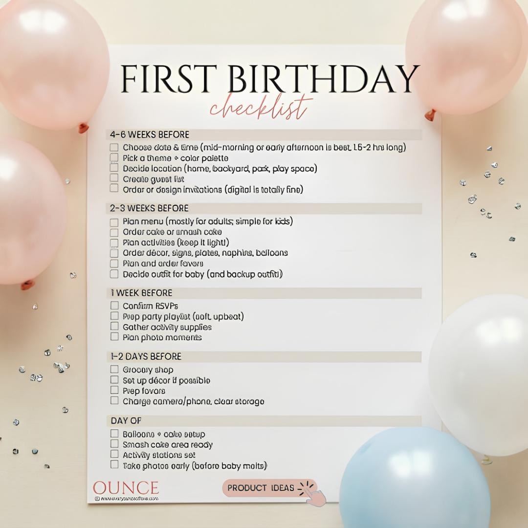 First Birthday Party Checklist With Timeline Themes Activities ...