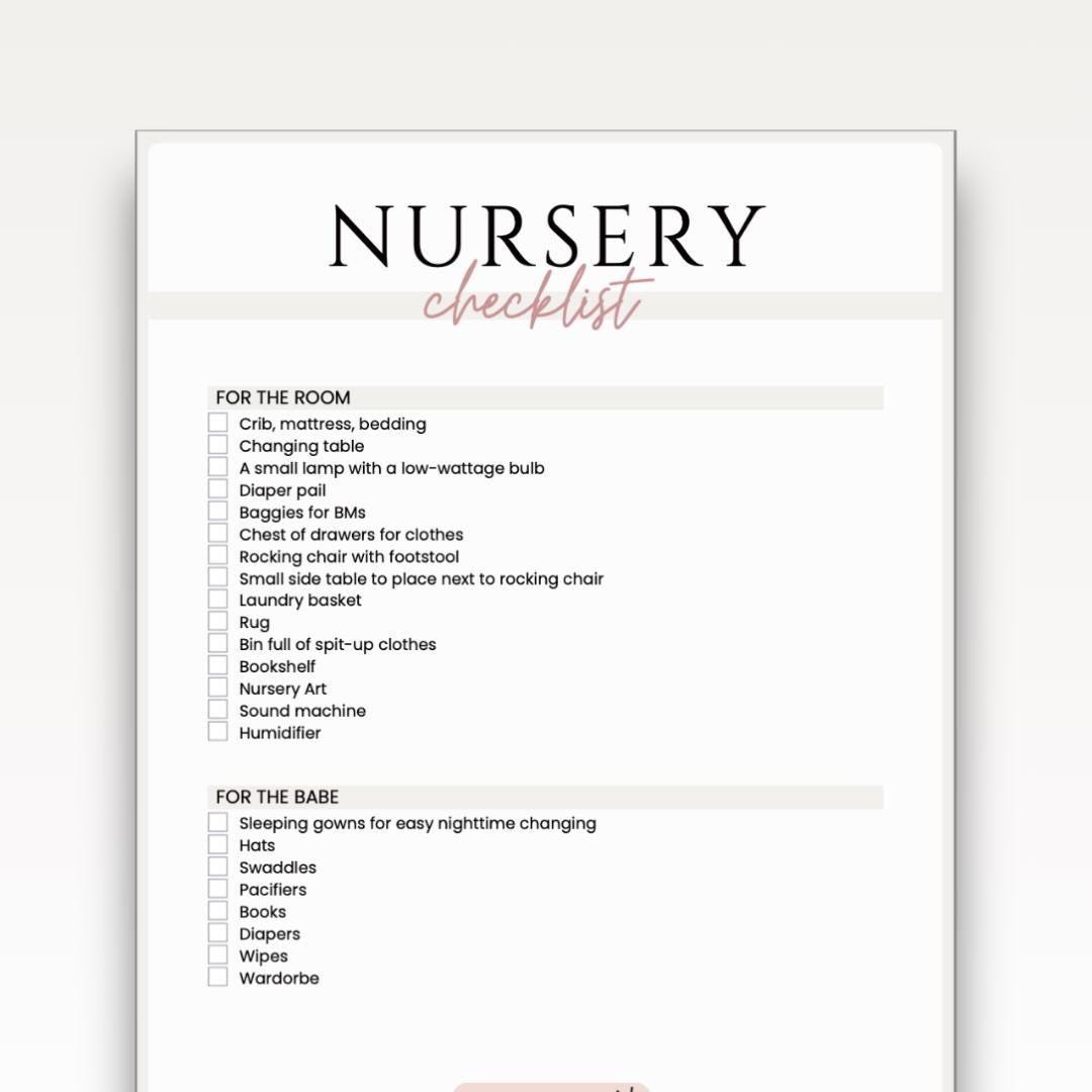 Nursery Checklist PDF Baby Room Essential List Baby Preparation Guide ...