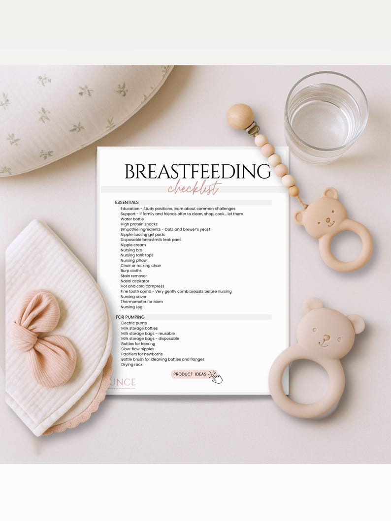Breastfeeding Checklist Printable Nursing Essential List New Mom Guide ...