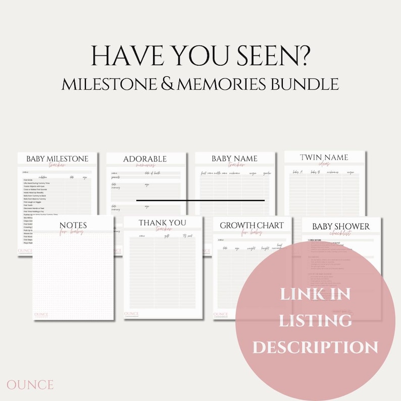 Baby Milestone Printable Memory Tracker Template Design Nursery ...