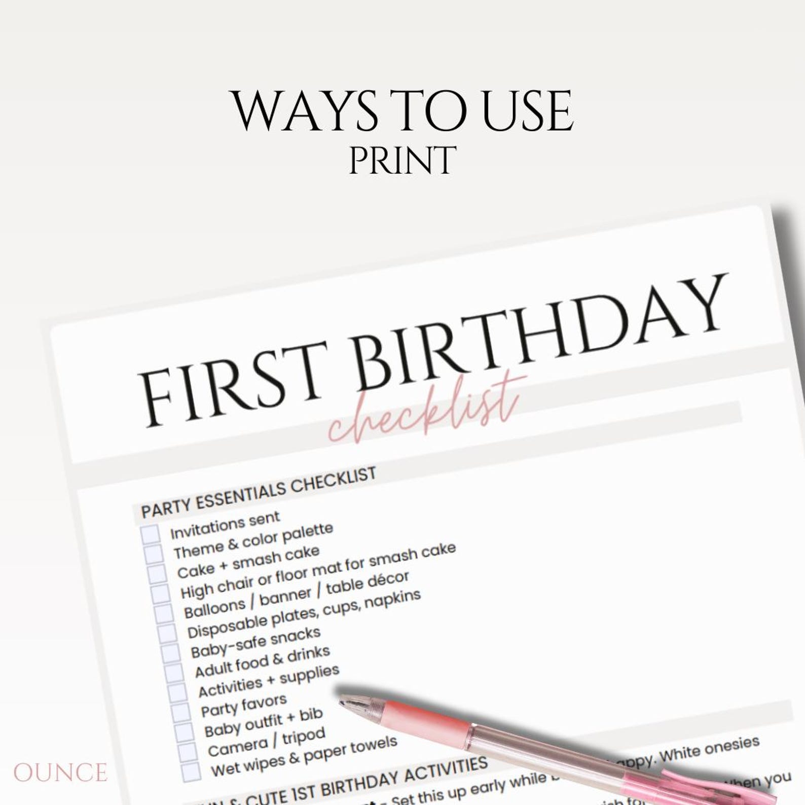 First Birthday Party Checklist With Timeline Themes Activities ...