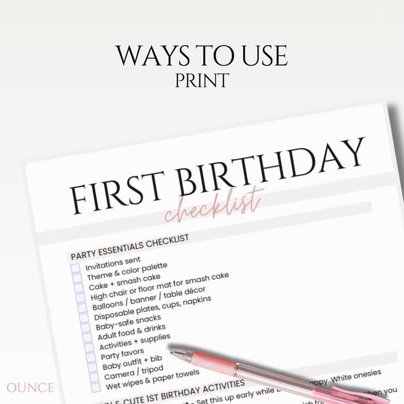 First Birthday Party Checklist With Timeline Themes Activities ...