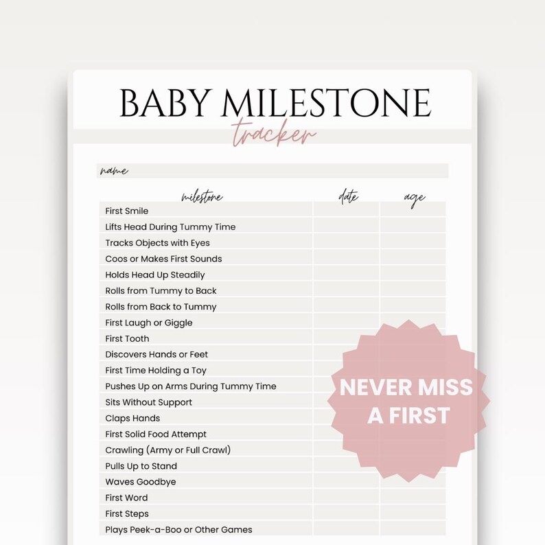 Baby Milestone Tracker Printable Download Digital Print Nursery Decor ...