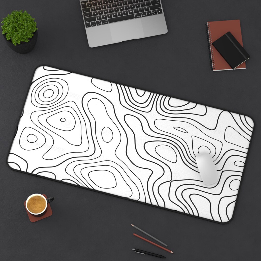 White Topographic - Gaming Mouse Pad - Etsy