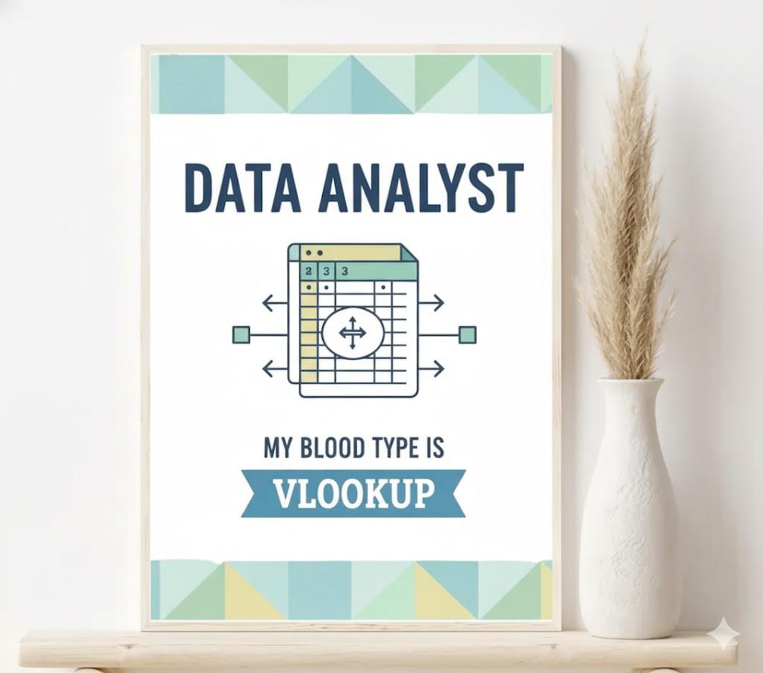 Funny Data Analyst Office Poster | Excel VLOOKUP Print | Digital ...
