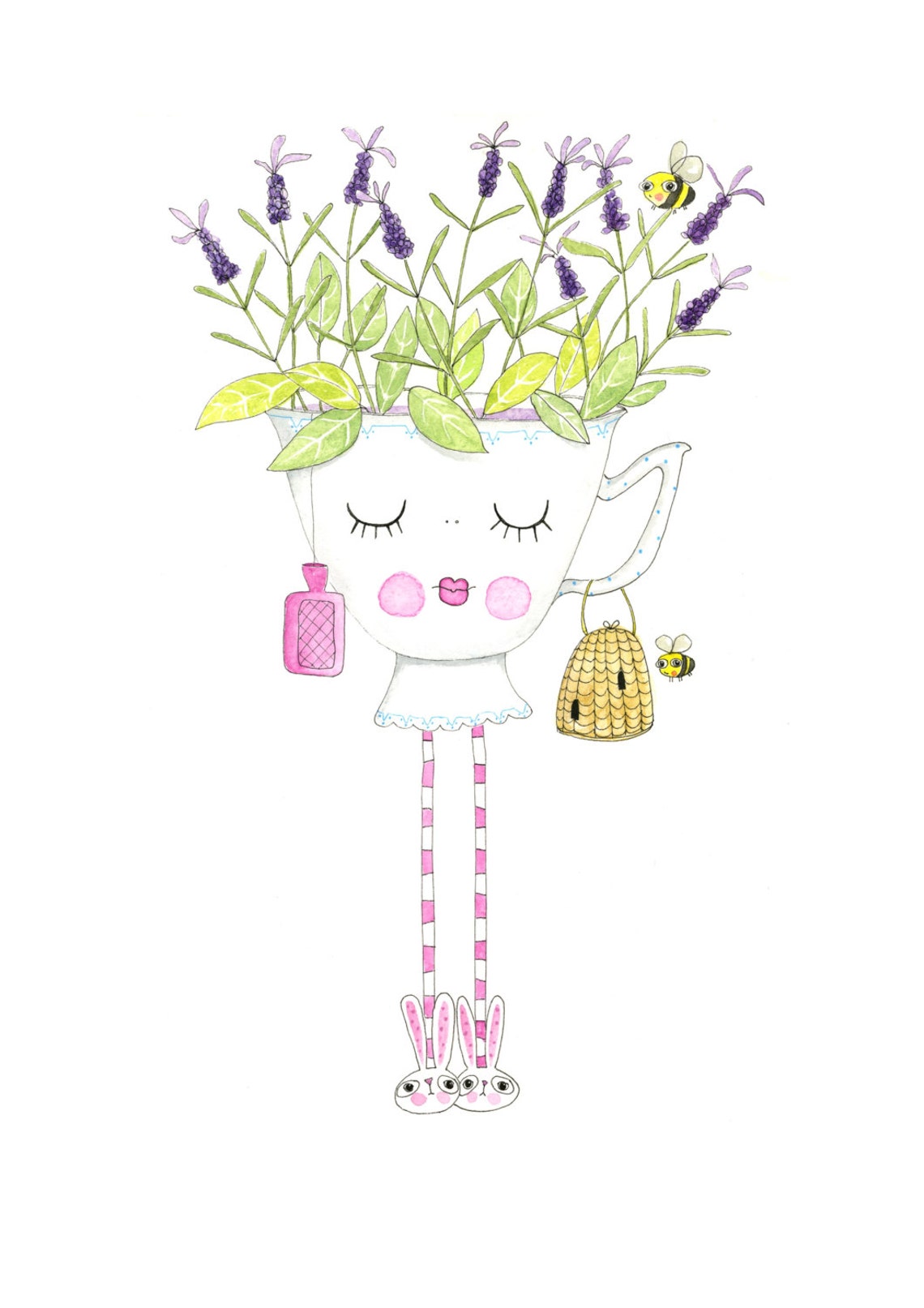 Illustration Pen and Watercolour, Miss Lavender Limited Edition Print ...