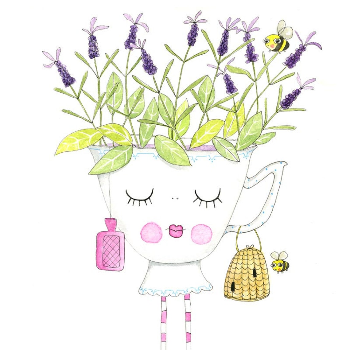 Illustration Pen and Watercolour, Miss Lavender Limited Edition Print ...