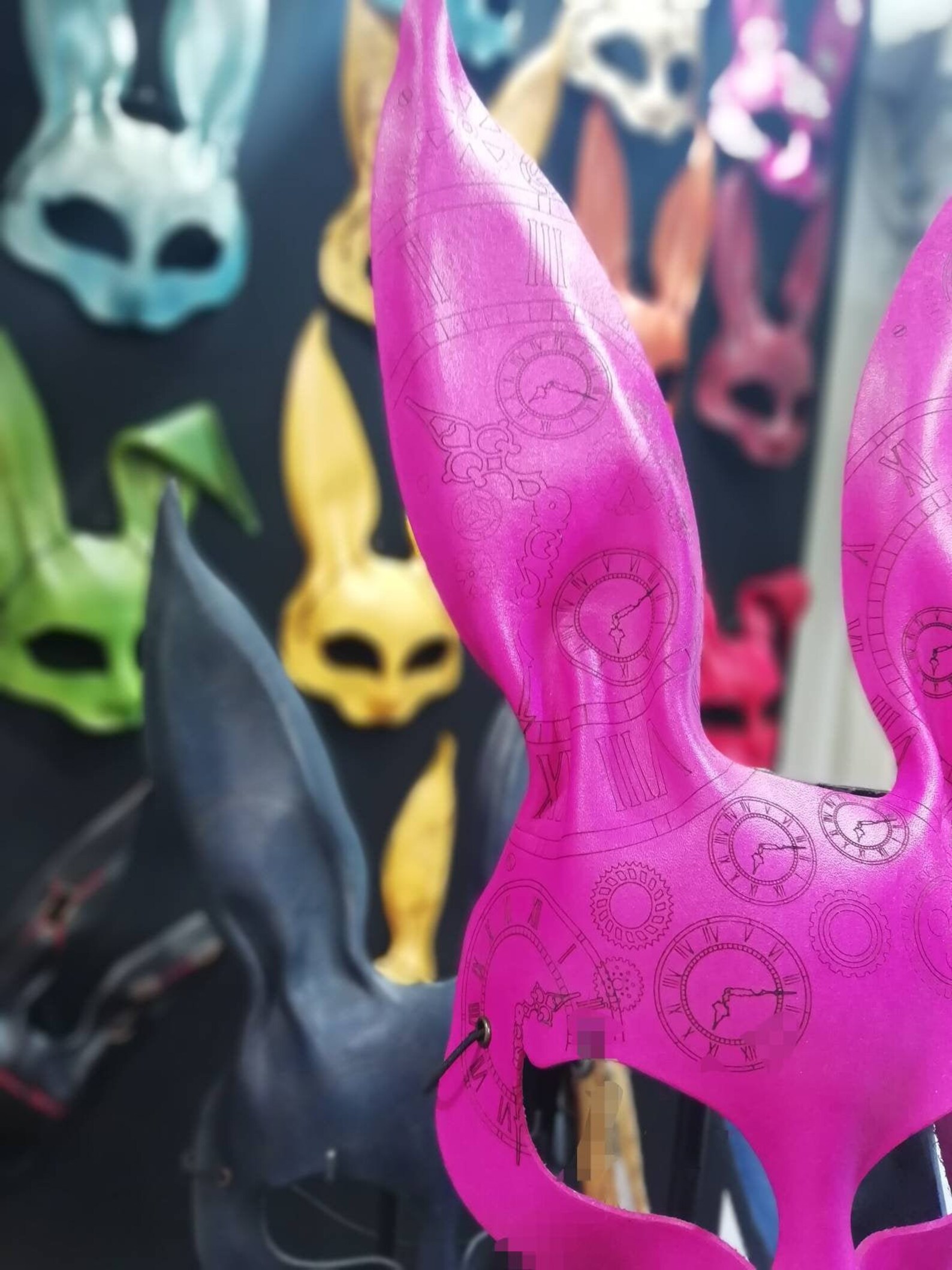 Engraved Pink Rabbit Mask - Etsy
