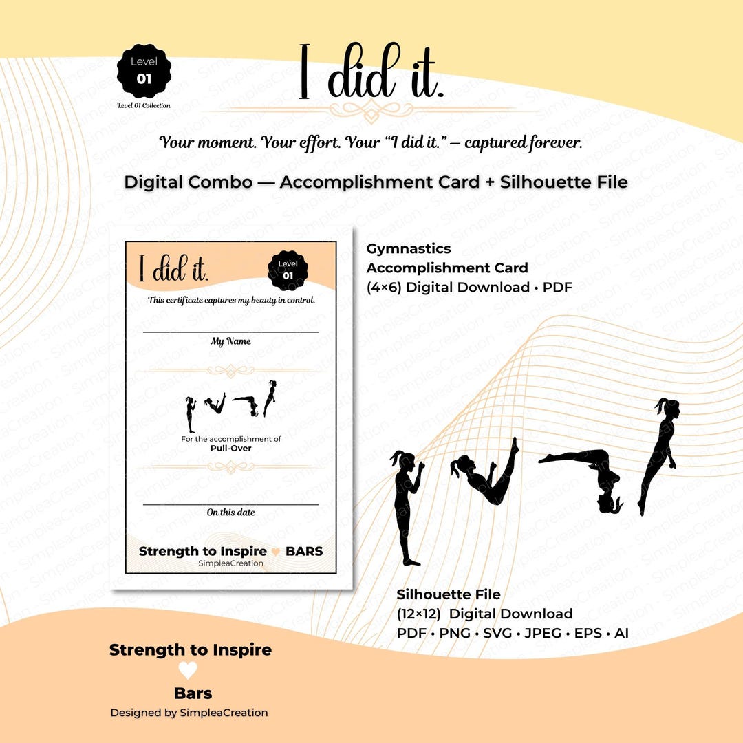 Pull-over on Bars SVG | I Did It Digital Combo | Gymnastics Silhouette ...