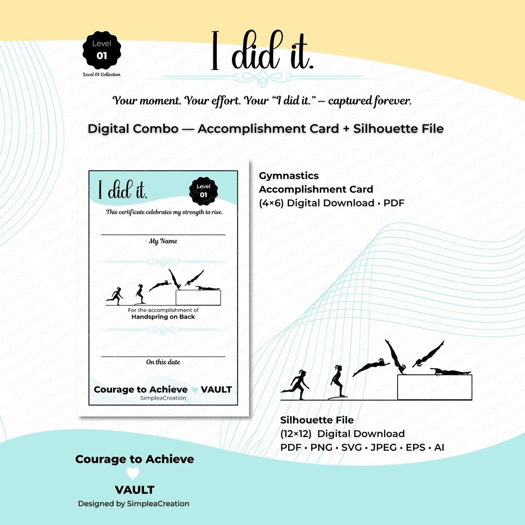 Handspring Back on Vault SVG | I Did It Digital Combo | Gymnastics ...