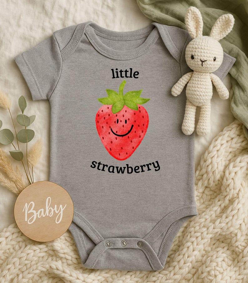 Little Strawberry Baby Bodysuit, Pregnancy Announcement, Birth Reveal ...