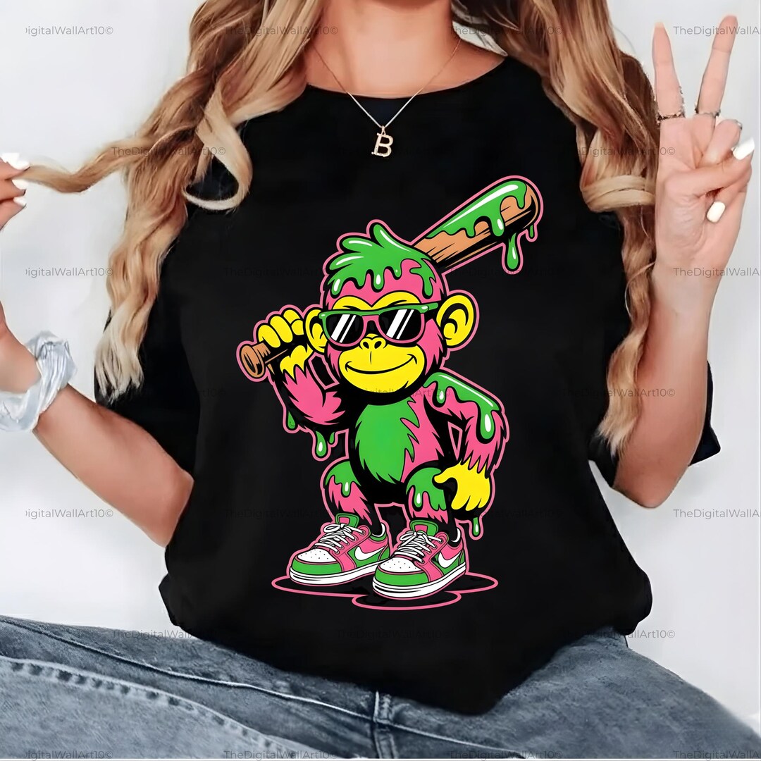 Neon Drip Monkey PNG, Street Art Cartoon, Sunglasses Bat (digital ...