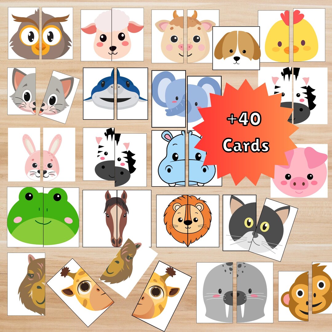 Animal Matching Game for Toddlers: Montessori Find the Pair Puzzle ...