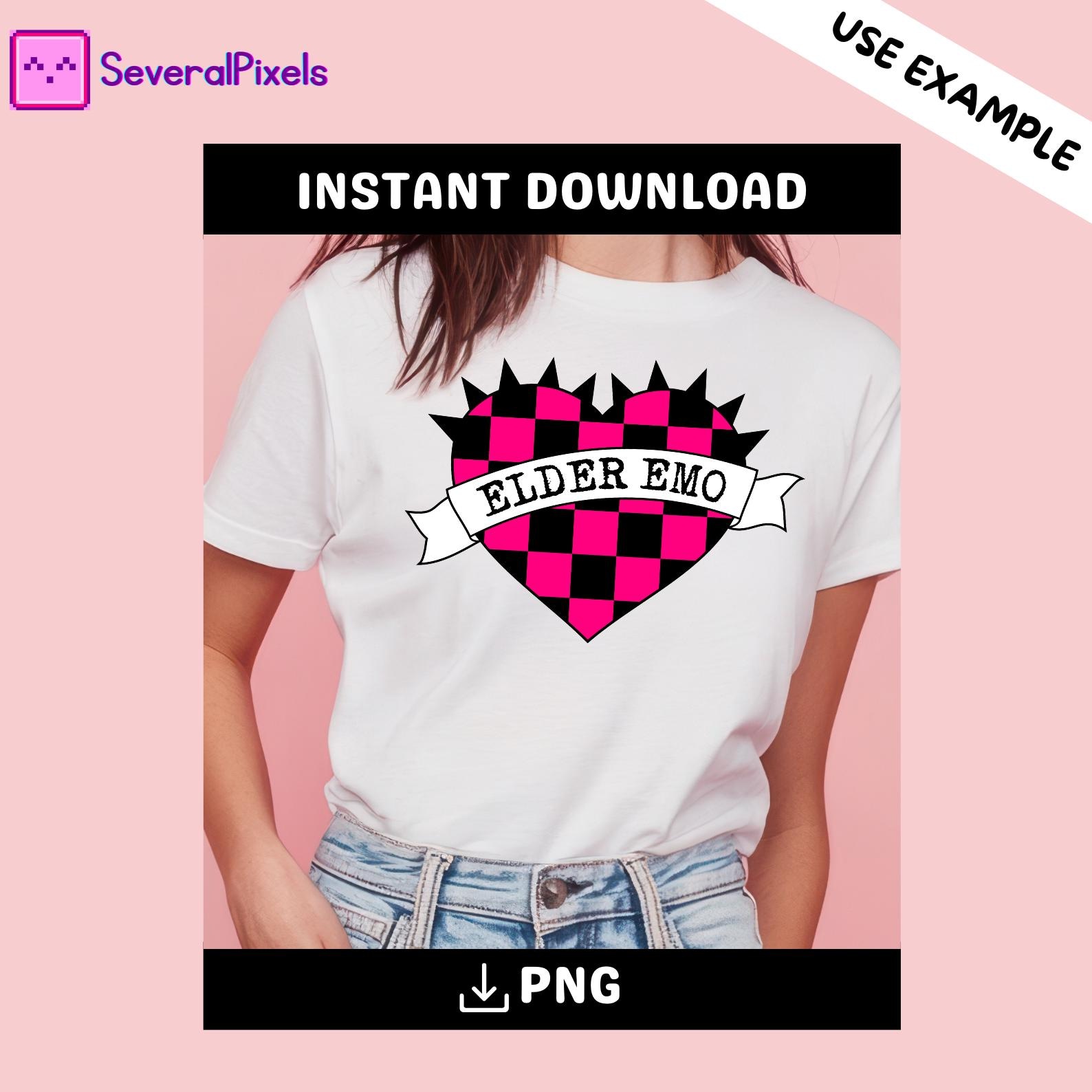 Elder Emo PNG, Checkered Heart Design, Millenial Nostalgia, Goth Humor ...