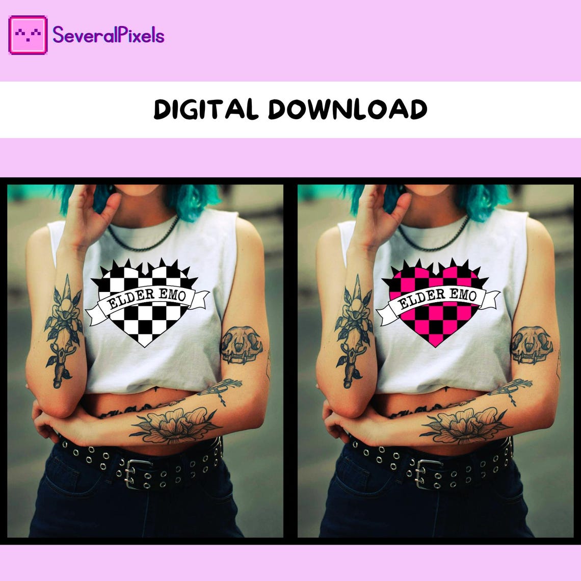 Elder Emo PNG, Checkered Heart Design, Millenial Nostalgia, Goth Humor ...