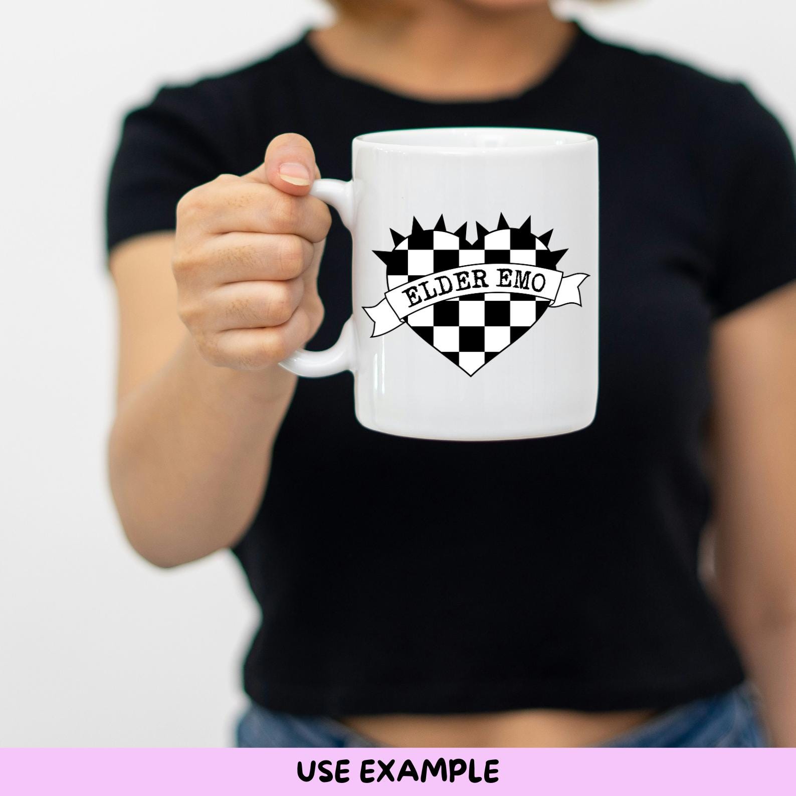 Elder Emo PNG, Checkered Heart Design, Millenial Nostalgia, Goth Humor ...