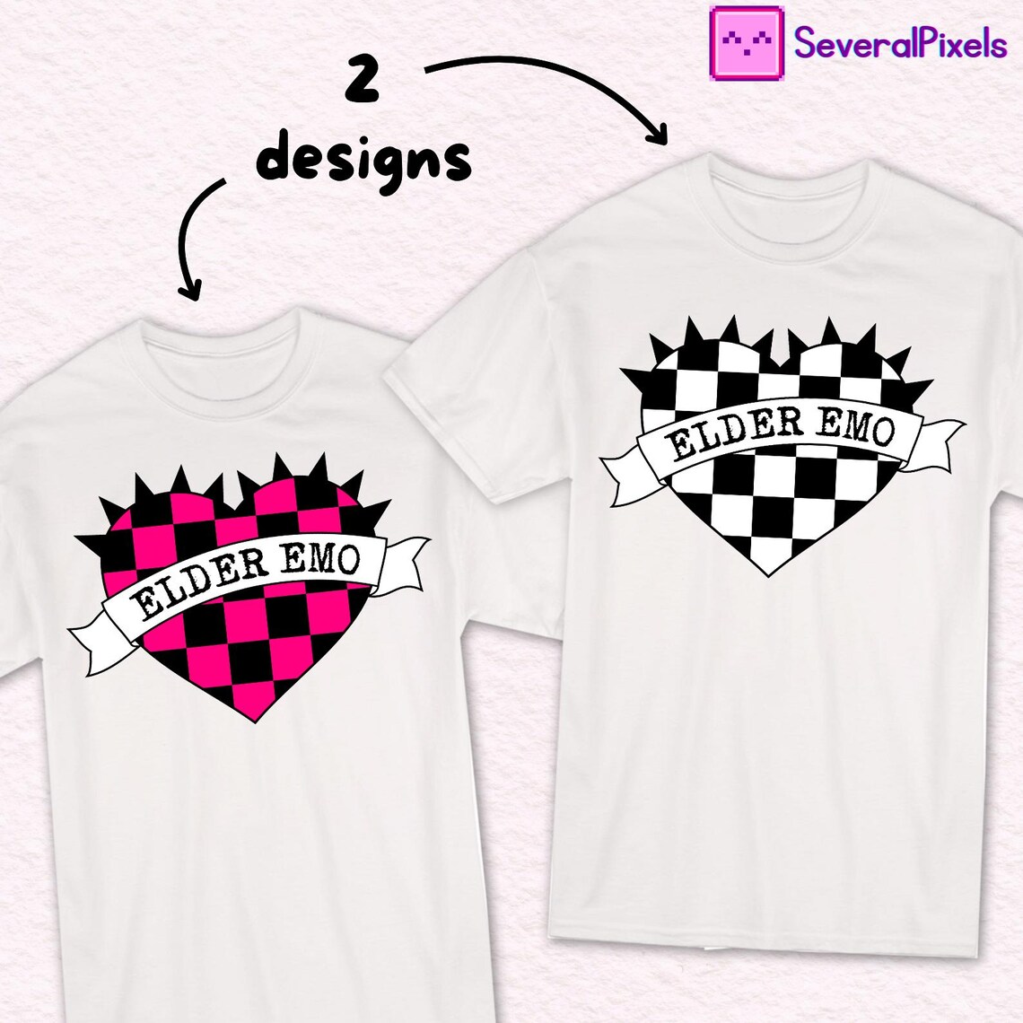 Elder Emo PNG, Checkered Heart Design, Millenial Nostalgia, Goth Humor ...