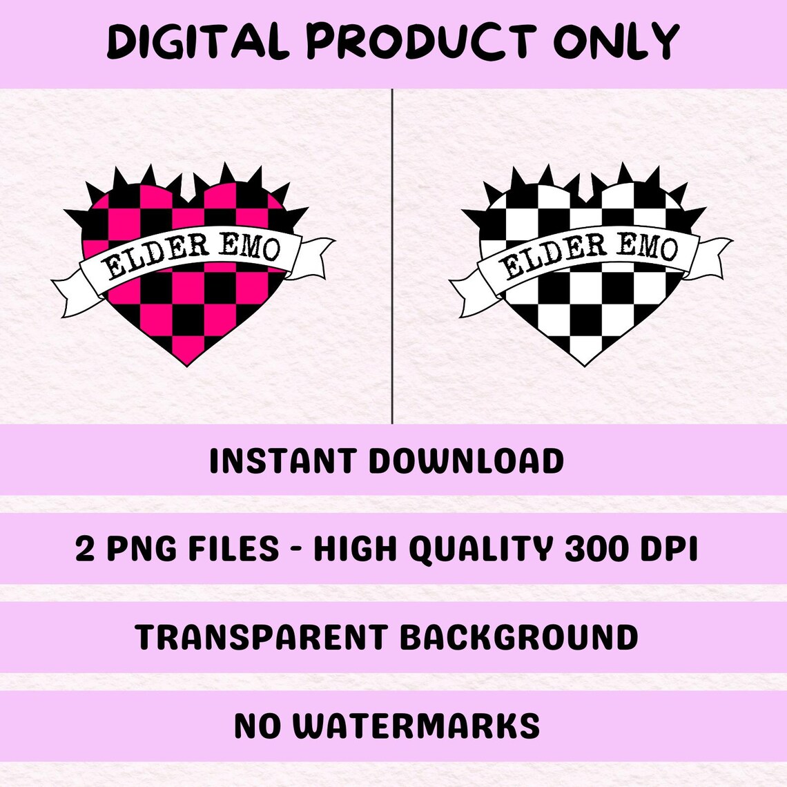 Elder Emo PNG, Checkered Heart Design, Millenial Nostalgia, Goth Humor ...