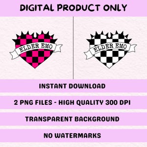 Elder Emo PNG, Checkered Heart Design, Millenial Nostalgia, Goth Humor ...