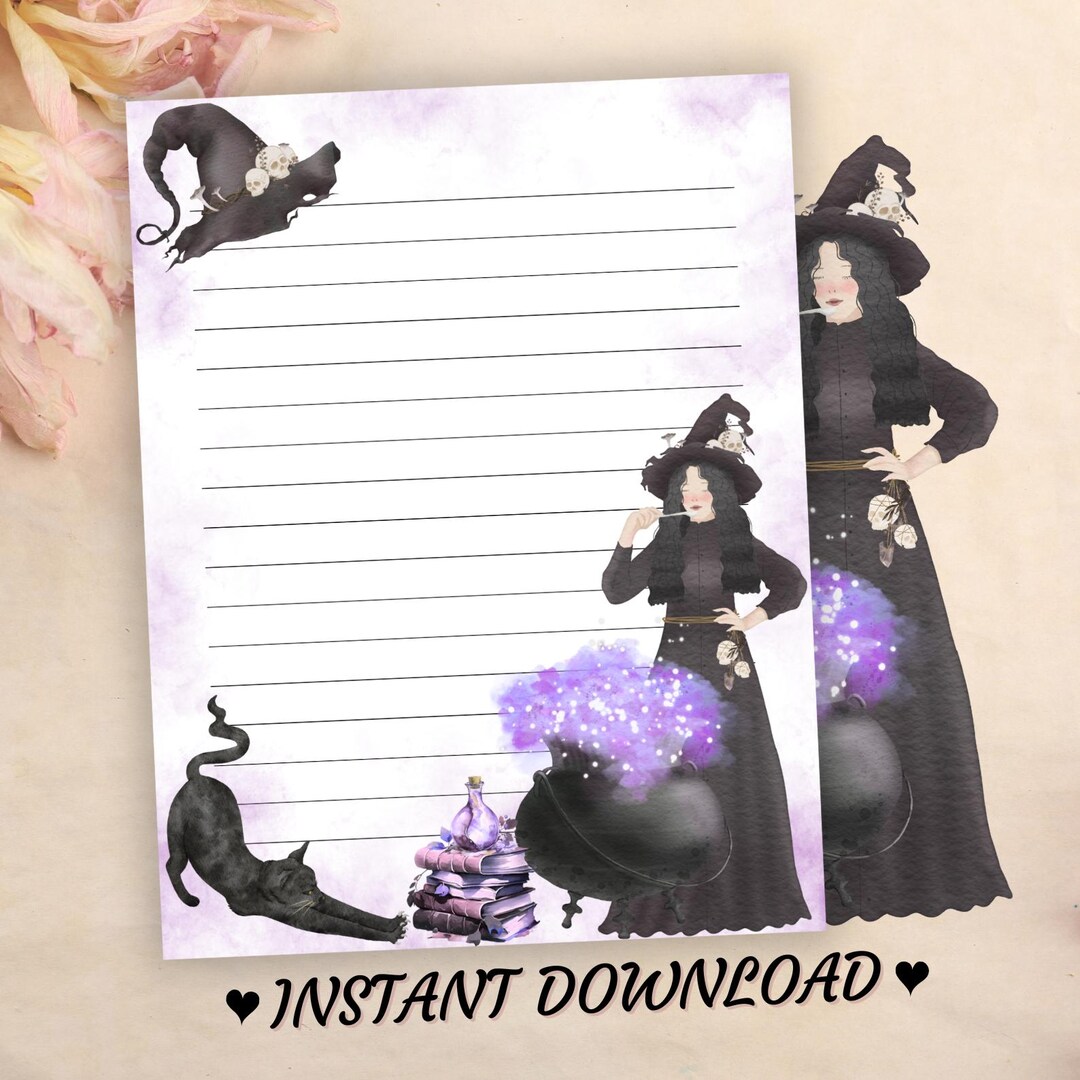 Witch Stationery Writing Paper: Spooky Watercolor Halloween Printable ...