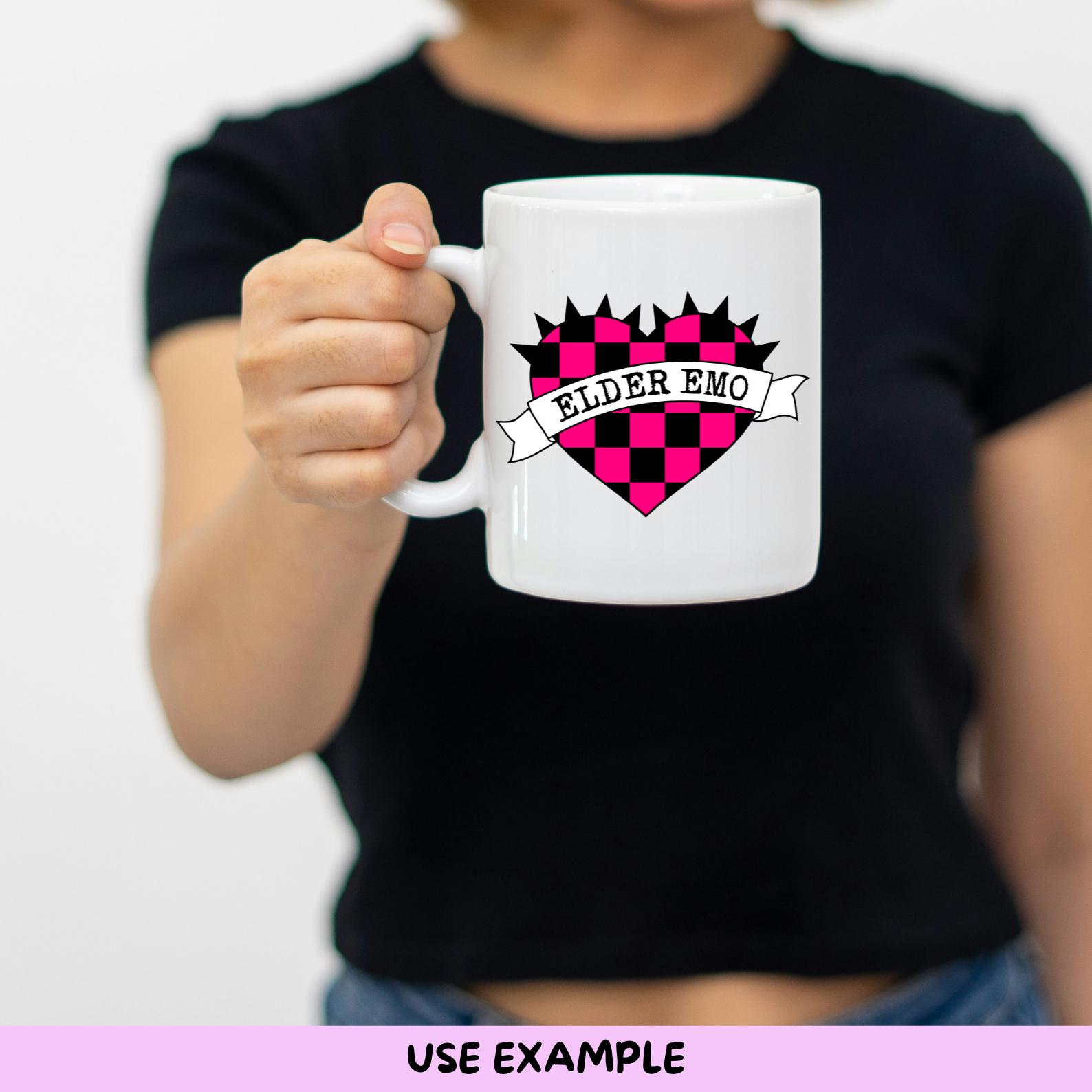 Elder Emo PNG, Checkered Heart Design, Millenial Nostalgia, Goth Humor ...