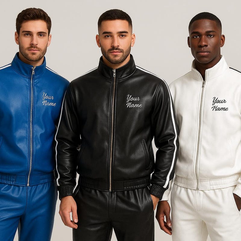 Leather Men Tracksuit - Etsy