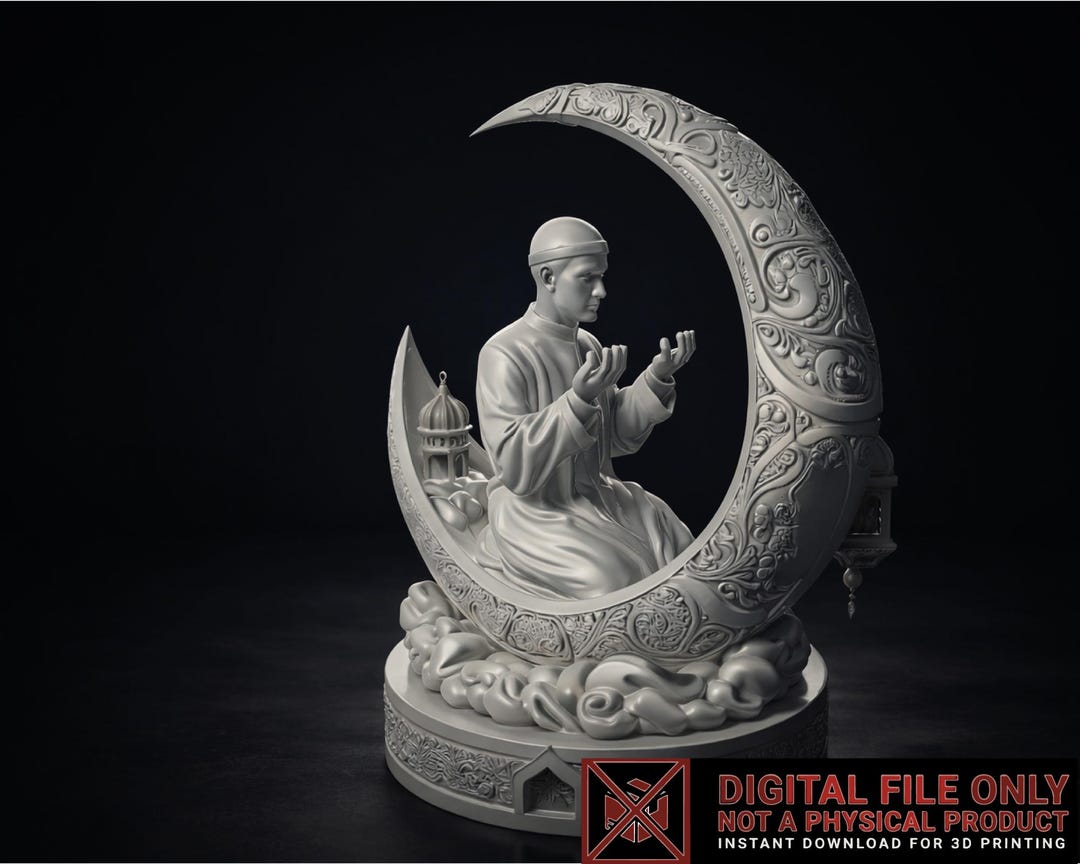 Ramadan Crescent Prayer Statue STL OBJ | Islamic Decor 3D Print File ...