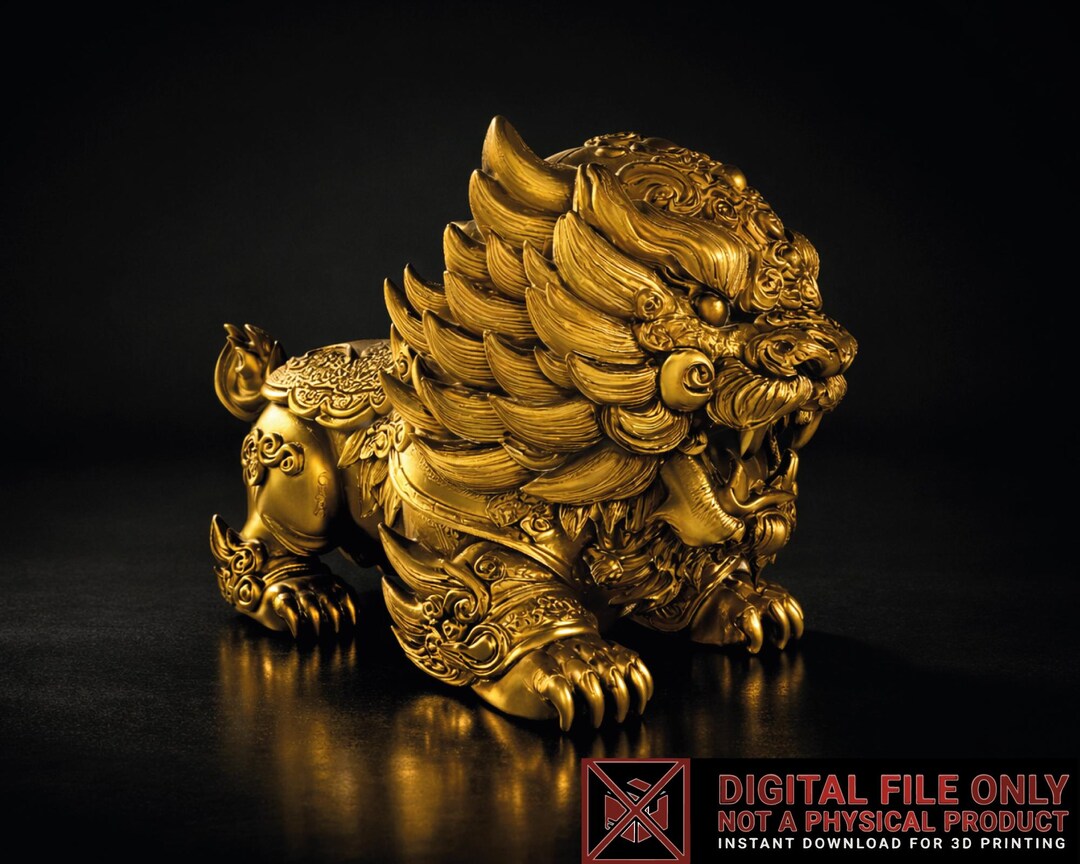 Foo Dog STL – Chinese Guardian Lion 3D Model, Feng Shui Decor (digital ...