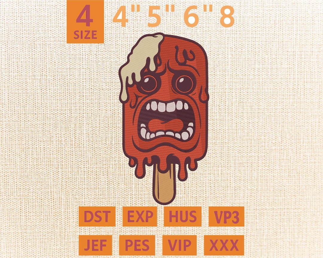 Scary Melting Ice Cream Embroidery Design – Horror Popsicle Patch File ...