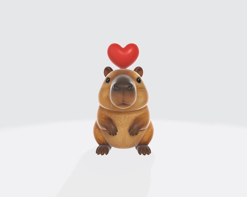 Valentine Capybara STL 3D Print File | Cute Love Animal Figurine ...