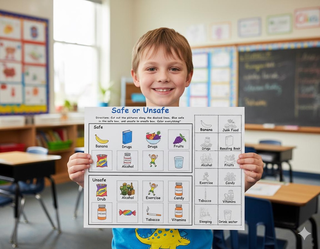 Safe Vs Unsafe Worksheet - Red Ribbon Week Sorting Game , Anti Drugs ...