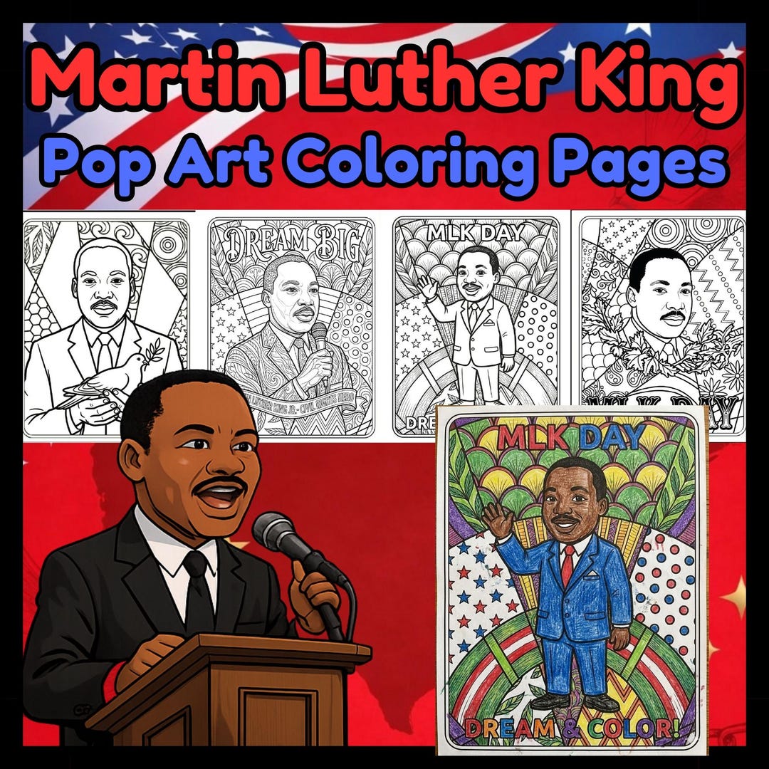 Martin Luther King Jr Pop Art Coloring Pages | MLK Day Activities Black ...