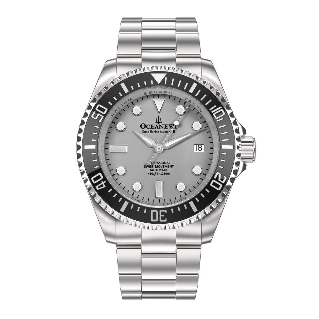 Oceaneva Men's Deep Marine Explorer II1250M Pro Diver Watch- Gray Dial ...