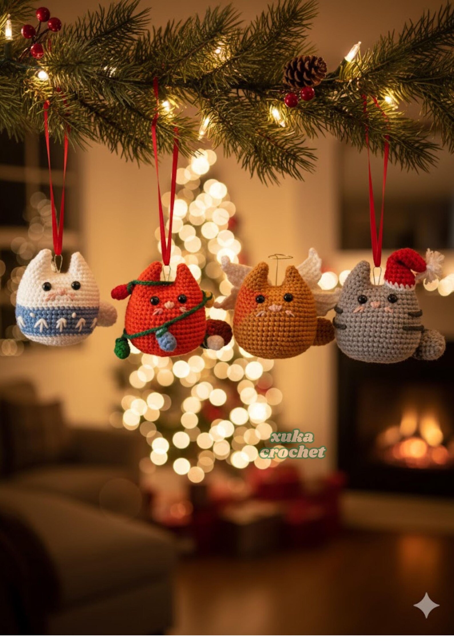 Crochet Christmas Amigurumi Ornament Crochet Set , Light Bulb, Angel ...