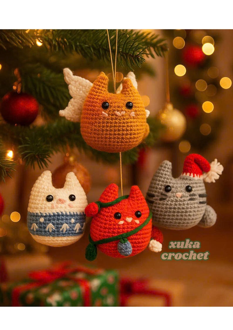 Crochet Christmas Amigurumi Ornament Crochet Set , Light Bulb, Angel ...