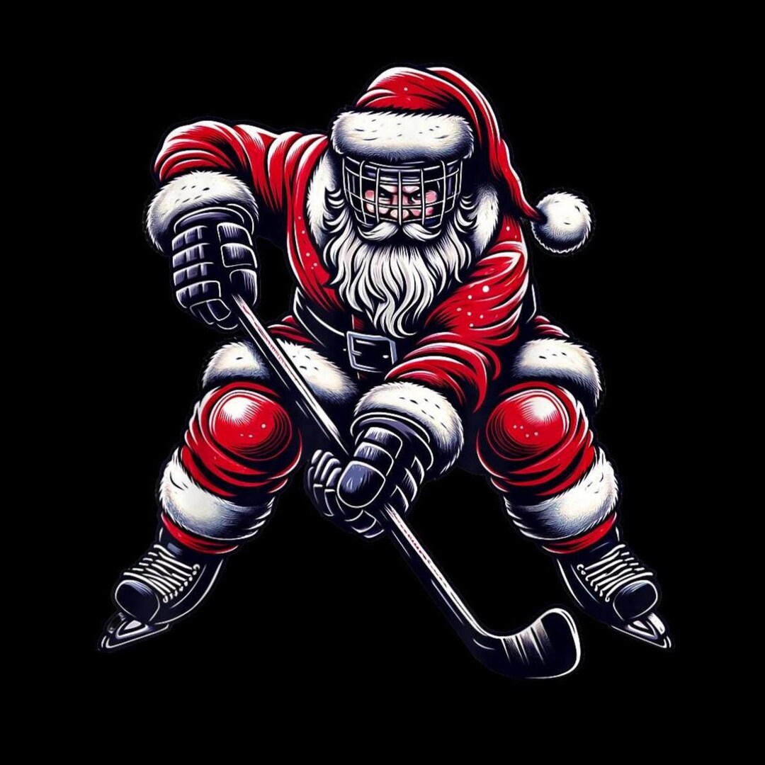 Santa Playing Hockey PNG, Christmas Ice Hockey Design, Vintage Cartoon ...