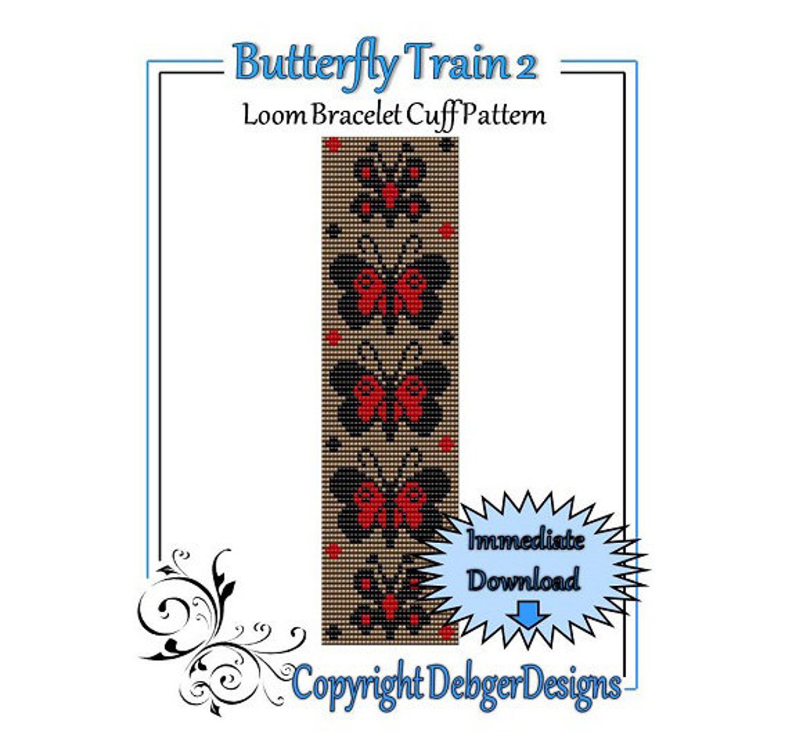 Bead Pattern Loom(bracelet Cuff)-butterfly Train 2 - Etsy