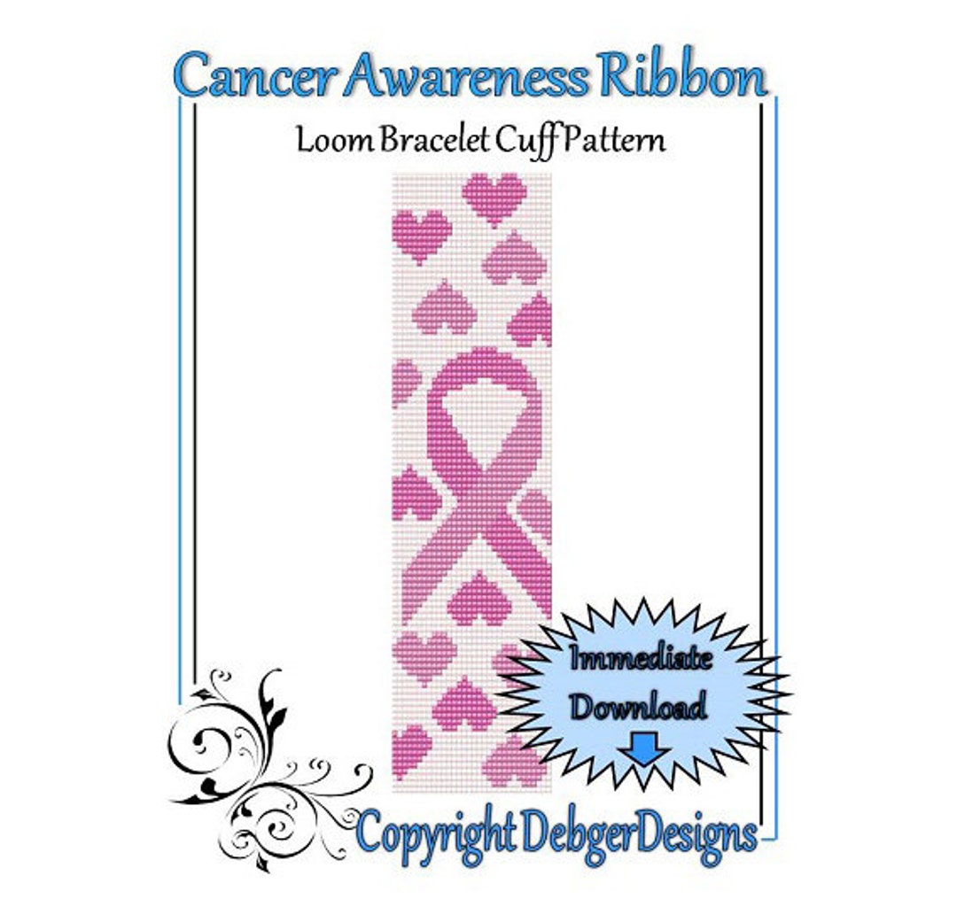 Bead Pattern Loom(bracelet Cuff)-cancer Awareness Ribbon - Etsy