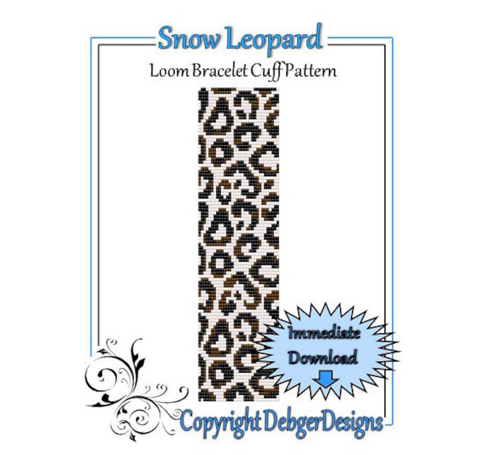 Bead Pattern Loom(bracelet Cuff)-snow Leopard - Etsy
