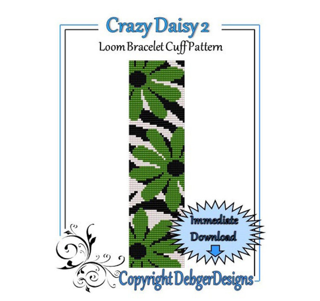 Bead Pattern Loom(bracelet Cuff)-crazy Daisy 2 - Etsy