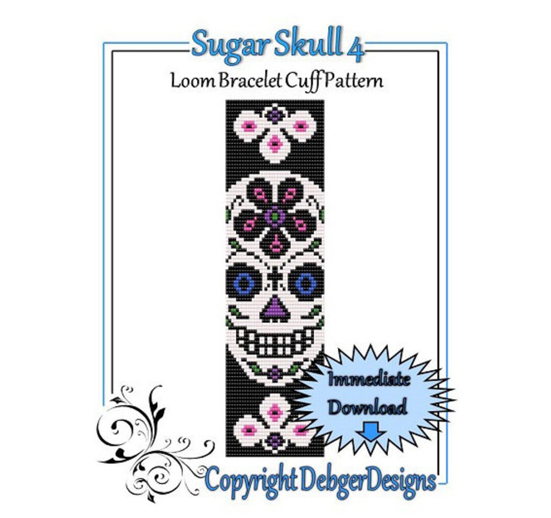 Bead Pattern Loom(bracelet Cuff)-sugar Skull 4 - Etsy